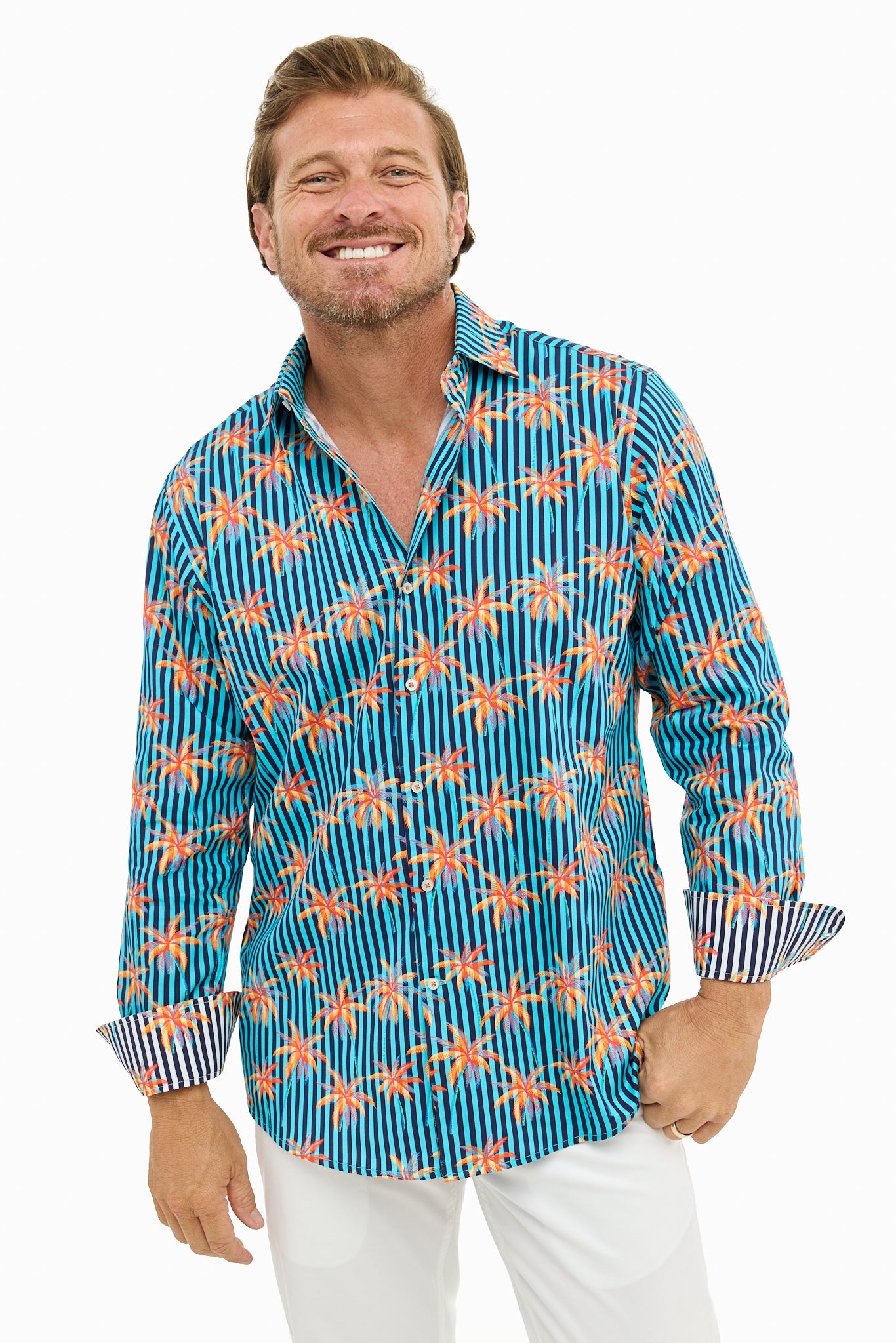 Isla Shirt Lagoon – Supima Cotton Long Sleeve | David Smith Australia